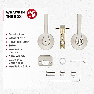 Kwikset Henley Interior Privacy Door Handle with Lock, Door Lever For Bathroom and Bedroom, Satin Nickel Reversible Keyless Turn Lock, with Microban Protection