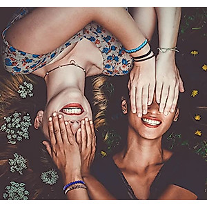 CASDAN 21Pcs 8mm Beaded Stretch Bracelet Handmade Glass Bracelet for Women Men Colorful Crystal Beads Bracelet Elastic Round Bead Bracelets Jewelry