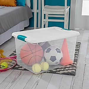 Sterilite 64 Quart Latching Clear Plastic Storage Organizer Tote Container Bin Box, 6 Pack & Medium Clip Boxes for Organization and Storage, 4 Pack