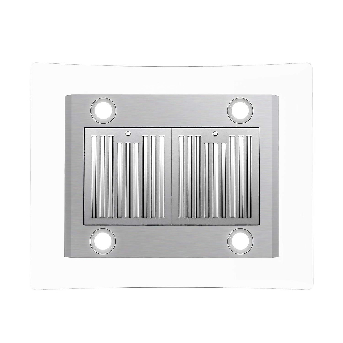 FIREGAS Island Range Hood 30 inch 450 CFM with Chimney, Ceiling Mount Kitchen Vent Hood with Tempered Glass, 4 LED Lights, Permanent Filters, Premium Touch Control Panel, Includes Charcoal Filter