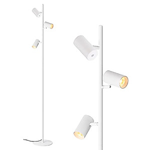 LEONLITE Minimalist LED Tree Floor Lamp for Living Room, Dimmable 3 Lights Modern Reading Standing Lamp for Bedroom, CRI93, Touch Control, Adjustable Heads, 2700K Soft White, White