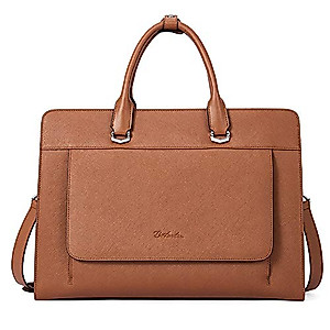 BOSTANTEN Laptop Bag for Women 15.6 inch Leather Briefcase for Women Slim Messenger Bag Shoulder Tote Handbags Brown
