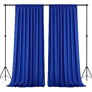 HOMEIDEAS 10ft x 10ft Backdrop Curtains for Parties 2 Panels Royal Blue Photo Background Curtains,Polyester Rod Pocket Drapes for Wedding Birthday Decorations