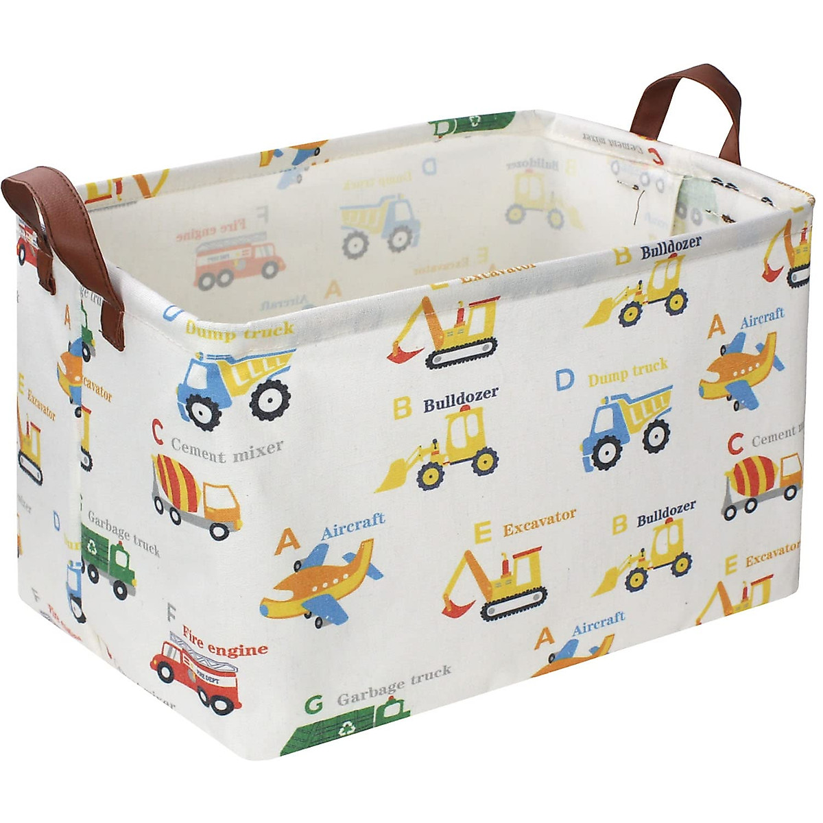 Essme Rectangular Kids Basket,Car Storage Baske with Handles for Boys Room Decor,Monster Truck Basket,Shelf Basket,Gift Basket.(Vehicles)