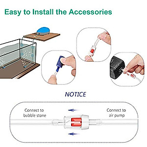Aquarium Air Pump for Fist Tank - Small and Quiet Dual Outlet Aerator Pump Fish Tank Oxygen Bubbler with Aquarium Air Pump Accessories Air Stones Airline Tube Check Valves