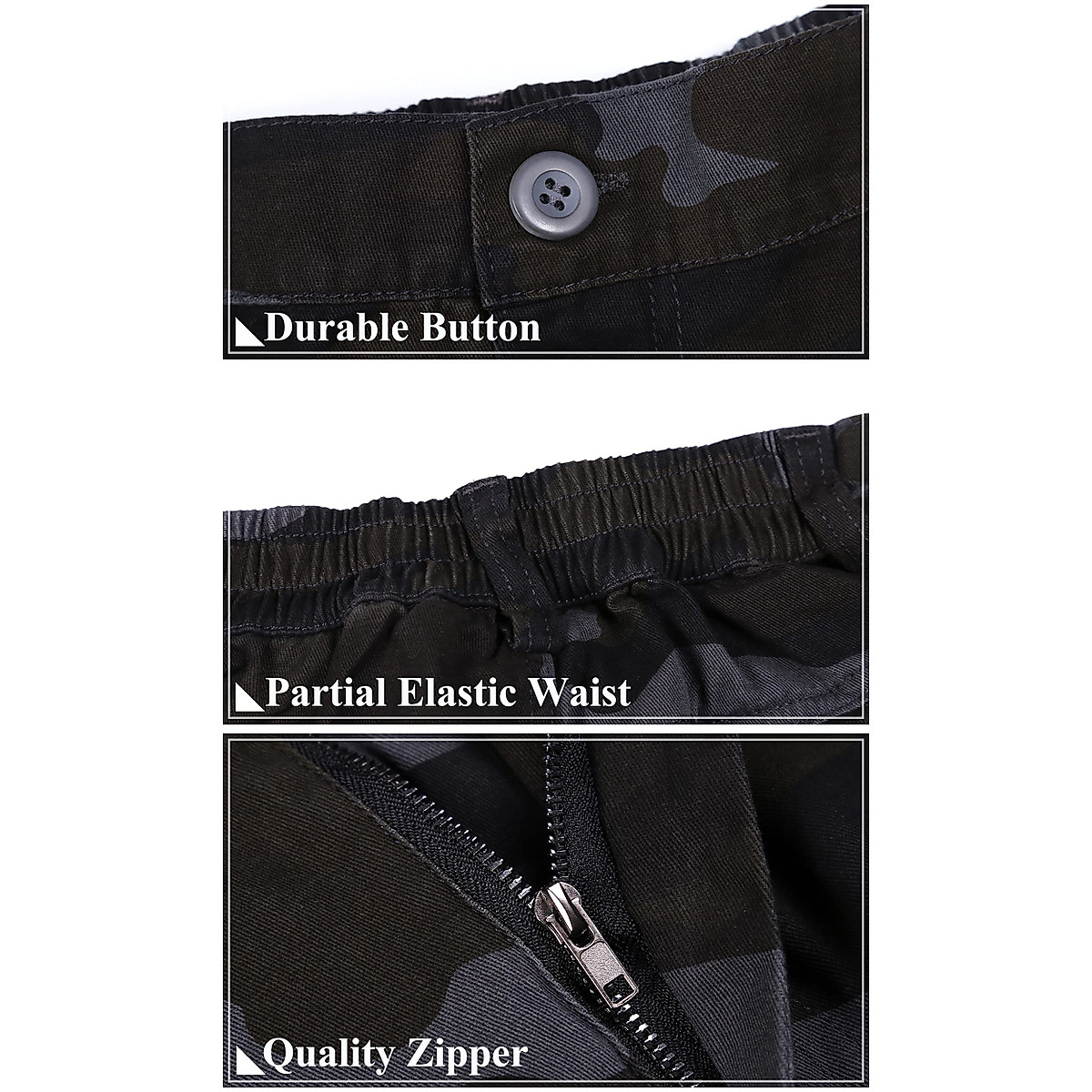 APTRO Men's Cargo Pants Camo Casual Work Military Tactical Pants Black Camo 34