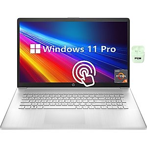 HP 17.3 Inch Touchscreen Laptop for College Students, School, AMD Ryzen 5 7530U (Beats i7-1165G7), 32GB RAM, 1TB SSD, Windows 11 Pro, 10 Number Keyboard, WiFi 6, HDMI, Silver, PCM