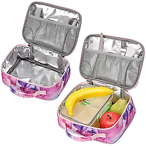 YUSSTAR Kids Girls Backpack Lunch Box Set Elementary School Bag Insulated Lunchbox Combo (Tie-dye Rose)