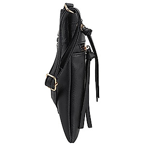 DELUXITY Crossbody Purse Bag Shoulder Bag Multi Pocket Zipper Purse | Black