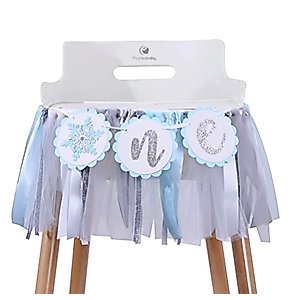 Winter Onederland High Chair Banner for 1st Birthday - Blue Frozen 1st Brithday Banner, Winter Wonederland Decorations Girl, Snow Flake High Chair Tutu, Winter First Birthday Decorations