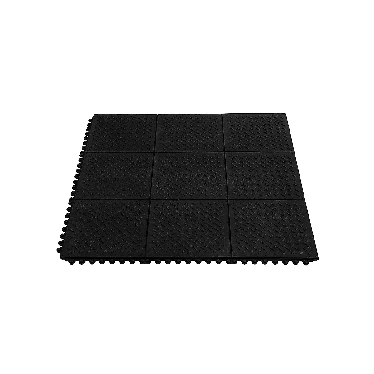 IncStores 5/8 Inch Thick Evolution Rubber Interlocking Floor Tiles | Flexible Rubber Floor Tiles for a Stronger and Safer Basement, Home Gym, Shed, or Trailer | Diamond Plate, 5 Pack