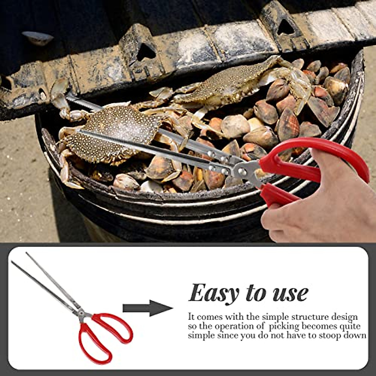 BESTonZON Grilling Tong Nabber Litter Trash Clamp Multi-Function Tool Mud Picker Live Household Steel Slip EEL Cooking Anti- Garden Grabber Long Home BBQ Multi- Reacher Portable Style Up