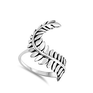 Leaf Fern Plant Vine Simple Nature Ring New .925 Sterling Silver Band Size 9