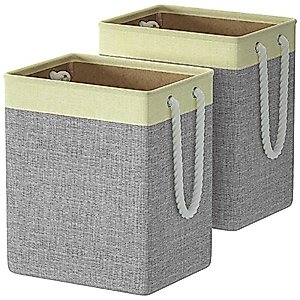 Laundry Basket,2-Pack Collapsible Linen Laundry Hampers,Tall Laundry Baskets,Dirty Clothes Hamper Laundry Organizer with Handles Laundry Bins for Bathroom Bedroom Dorm Toy Storage-grey