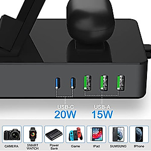 Wireless Charging Station for Samsung, 100W 8 in 1 Charging Station for Multiple Devices, Wireless Charger Stand Dock with 20W USB C 2 Port, Compatible with Samsung Series, Galaxy Buds pro