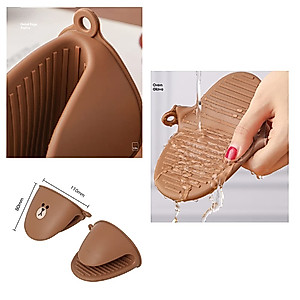 KOWVOWZ Novelty Cute Pinch Grips Oven Mitts Finger Protector Silicon Anti Heating Brown Cony Sally Kawaii (CONY)