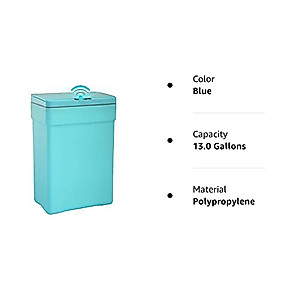 13 Gallon Kitchen Trash Can High-Capacity Plastic Touchless Garbage Can with Motion-Sensing Lid Automatic Trash Bin for Bedroom Bathroom Home Office 50 Liter (Blue)