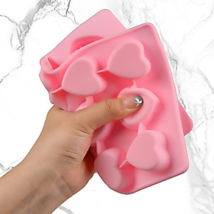 Fimary Heart-Shaped Chocolate Molds Silicone - Set of 2 Non-Stick Candy Heart Molds Silicone, Food Grade Silicone Heart Molds for Baking, Candy, Gummy, Jelly - Pink