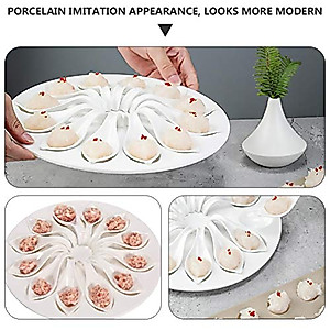 Hemoton 1 Set Eggs Platters Serving Tray Deviled Egg Dish 12 Hole Melamine Meatballs Plate Shrimp Tableware Dinnerware with Saucier Spoon for Home Kitchen Restaurant White