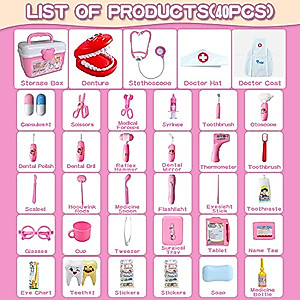 BAIAI 40 Pcs Doctor Kit for Kids 3-8: Toddler Toys Ages 2-4 Girls Educational Toy Doctor Playset for Girls Ages 3-6 Christmas Stocking Stuffers for Kid Doctor Kit for Toddlers 3-5