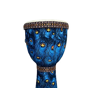 RUOSWTE Djembe Drum Bongo ，Goblet Drum Made Of Goat Leather Drum Head, Hand Painted Cloth, West African Style Hand Drum, Gift For Beginners (B)