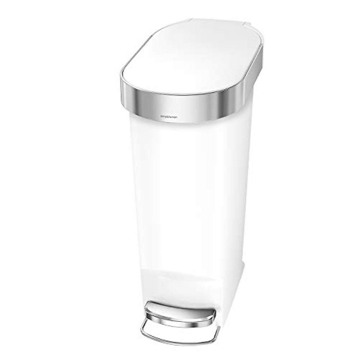 simplehuman 40 Liter / 10.6 Gallon Slim Kitchen Step Trash Can with Liner Rim, 40L, White