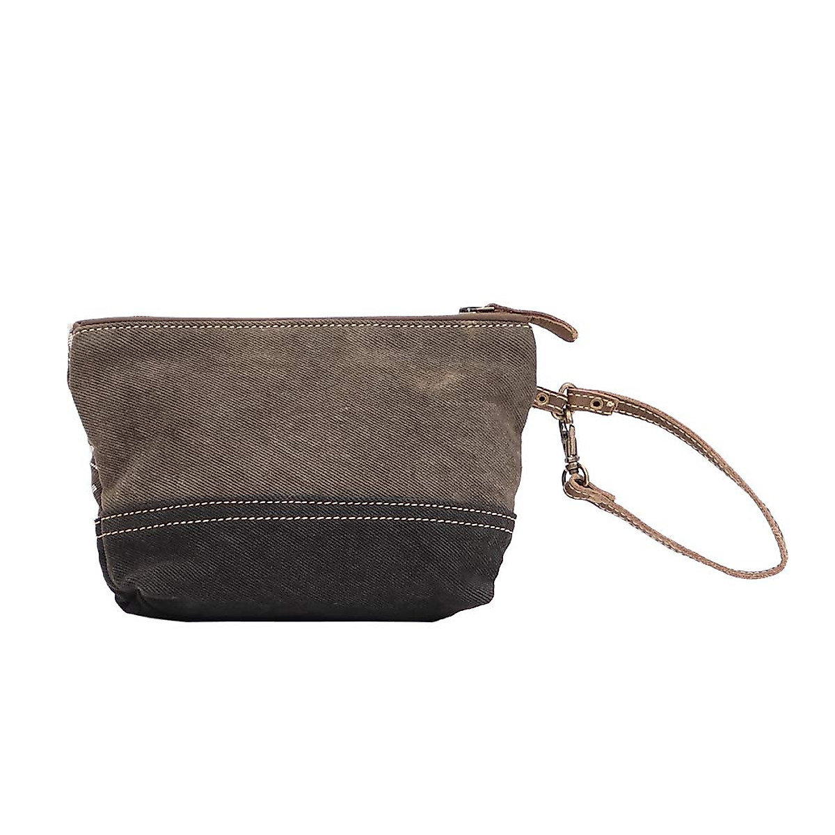 Myra Bag Wadelia Upcycled Canvas & Leather Wristlet Pouch Bag S-1517