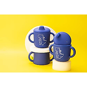 BAYBEE Silicone Sippy Cup with Handles & Spout Lid | Toddler Training & Transition Cup | Kids Feeding Straw Cup | No Spill Leak Proof Cups for Baby Infant Child | 5 Oz | 6 Months +