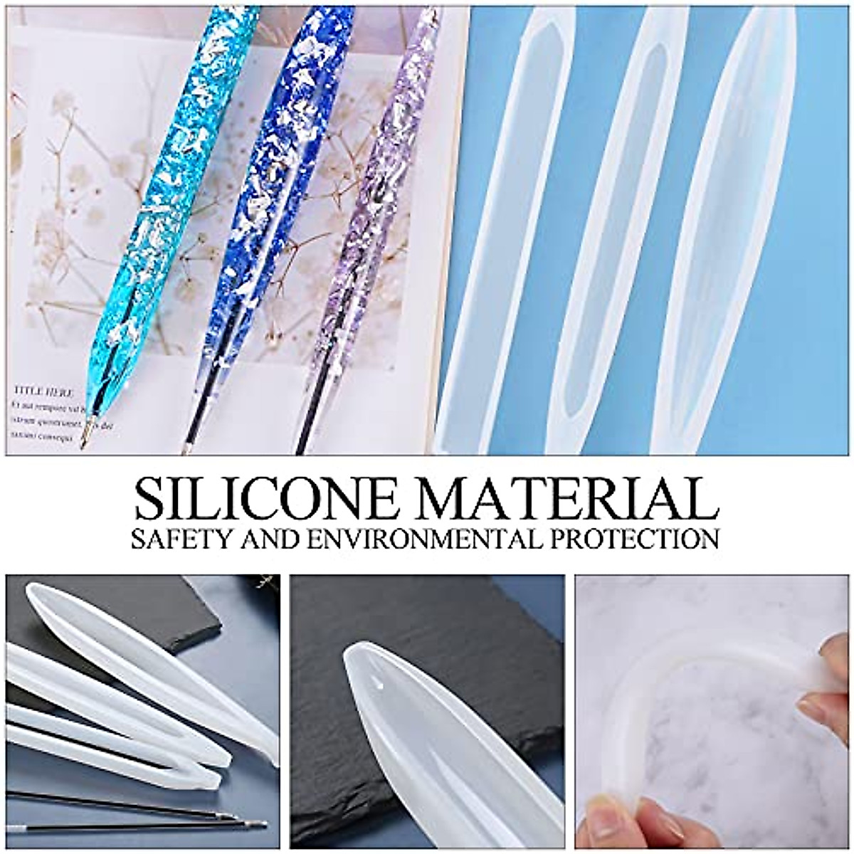 9 Pieces Pen Resin Mold, Epoxy Resin Molds with 75 Pieces Ink Pen Refills ,Ballpoint Pen Silicone Molds Resin Casting Molds for DIY Resin Crafts Making