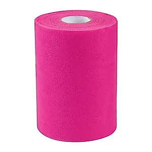Joycrosso Tulle Fabric Rolls 6 Inch 100 Yards (300 feet) Organza Tulle Polyester Netting Spool for Wedding Decorations Gift Baby Shower Crafts DIY Tutu Skirt-Soft & Drape (Fuchsia)