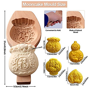 Wooden Cookie Molds Mooncake Mold Cookie Stamps for Baking Pie Press for Christmas Thanksgiving Birthday Mid Autumn Festival DIY（SHOU)
