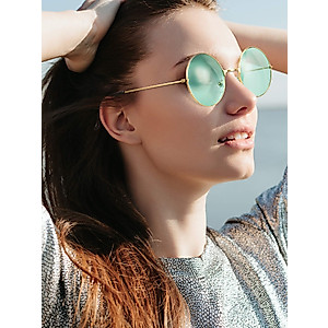 Blulu 12 Pairs 60s 70s Hippie Circle Sunglasses for Women Men Retro Hippie Glasses Round Tinted Lens Sunglasses Pack Vintage Hipster Small Hippie Eyewear for Men Women Masquerade Costumes Party Gifts