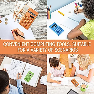 3 Pieces Mini Digital Desktop Calculator with 8-Digit LCD Display Standard Function Electronic Pocket Size Calculator for School, Office and Home, Blue Orange Green