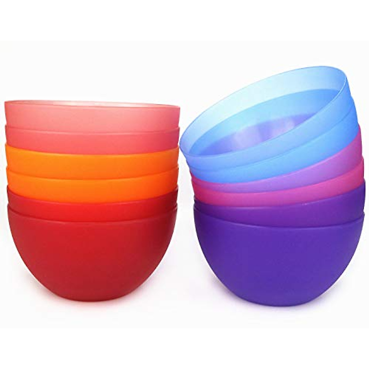 KX-WARE Plastic Bowls set of 12 - Unbreakable and Reusable 32oz/6 inch Plastic Cereal/Soup/Salad Bowls in 6 Assorted Color | Dishwasher Safe, BPA Free