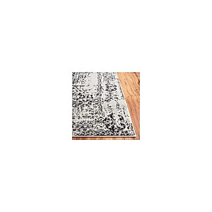 SAFAVIEH Evoke Collection Area Rug - 10' x 14', Ivory & Black, Oriental Medallion Distressed Design, Non-Shedding & Easy Care, Ideal for High Traffic Areas in Living Room, Bedroom (EVK260T)