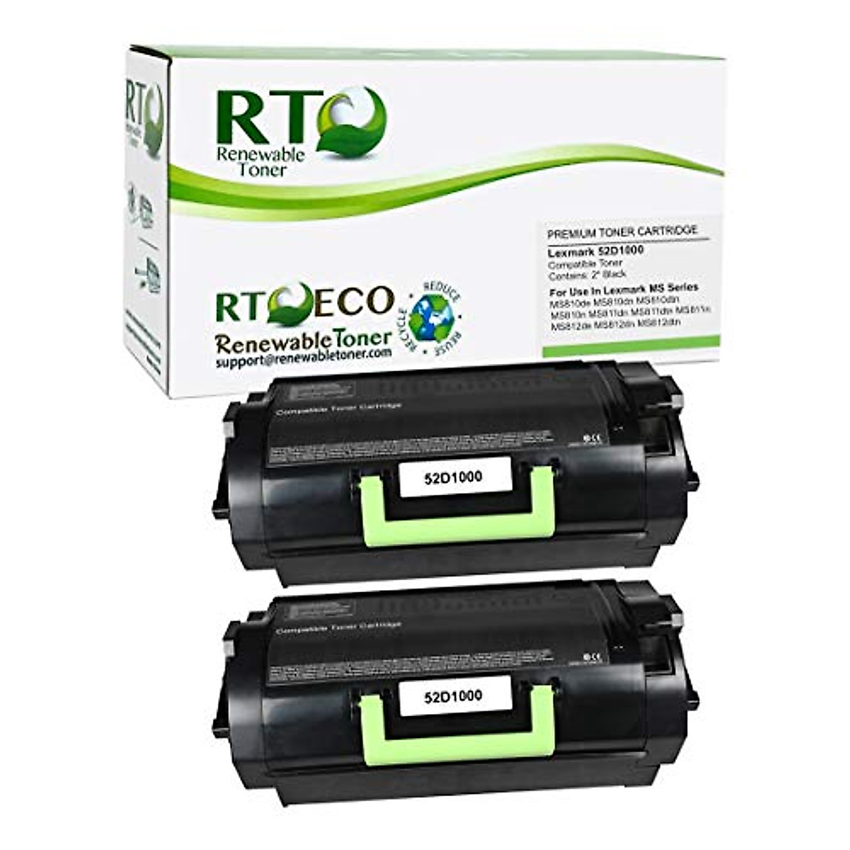 RT Compatible Lexmark 521 Toner Replacement for Lexmark 52D1000 MS810N MS810DN MS810DE MS810DTN MS811N MS811DTN MS812de MS812DN MS812DTN Printer Cartridge (Black, 2-Pack)