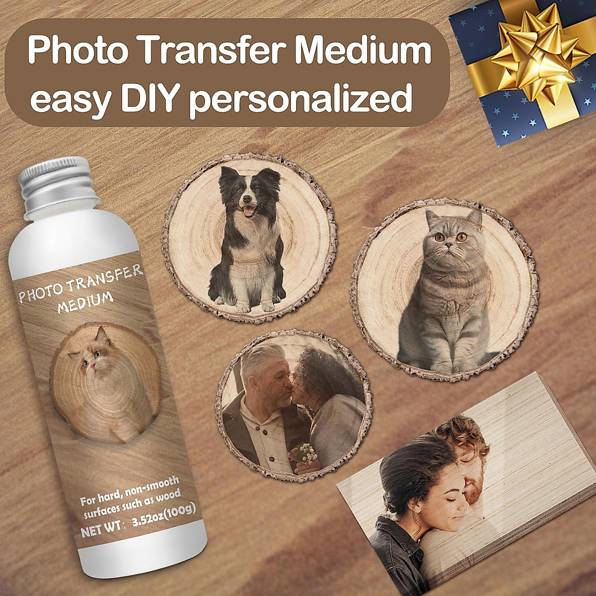 1DFAUL 200g Photo Transfer Medium Gel, Gel Medium for Photo Transfer, to Wood & Other Hard Surfaces, Decorating Furniture, Family Activities DIY Crafts (7.05 OZ)