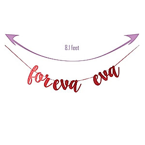 Foreva Eva Red Glitter Paper Banner, Wedding/Engagement/Valentine's Day Party Decor, Forever and Ever Banner