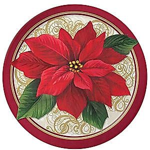 KiuLoam Christmas Flowers Poinsettia Vintage Non-Slip Round Area Rugs Kitchen Floor Mat Soft Floor Carpet for Chair Living Room Bedroom, 2' Diameter