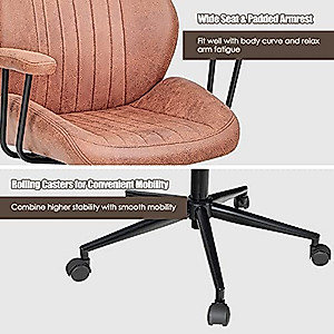Giantex Ergonomic Office Chair, Suede Leather Office Chair, High Back Computer Desk Chair with Removable Padded Armrest for Executive Home Office, Executive Chair (Dark Brown)