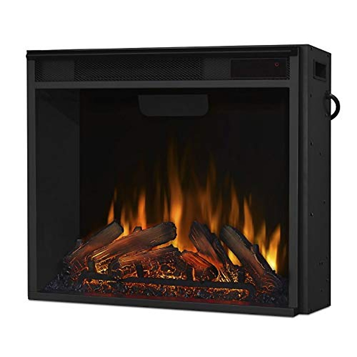 BOWERY HILL Traditional Solid Wood Indoor Electric Fireplace Mantel Heater with Remote Control, Adjustable Led Flame, 1500W in Dark Walnut