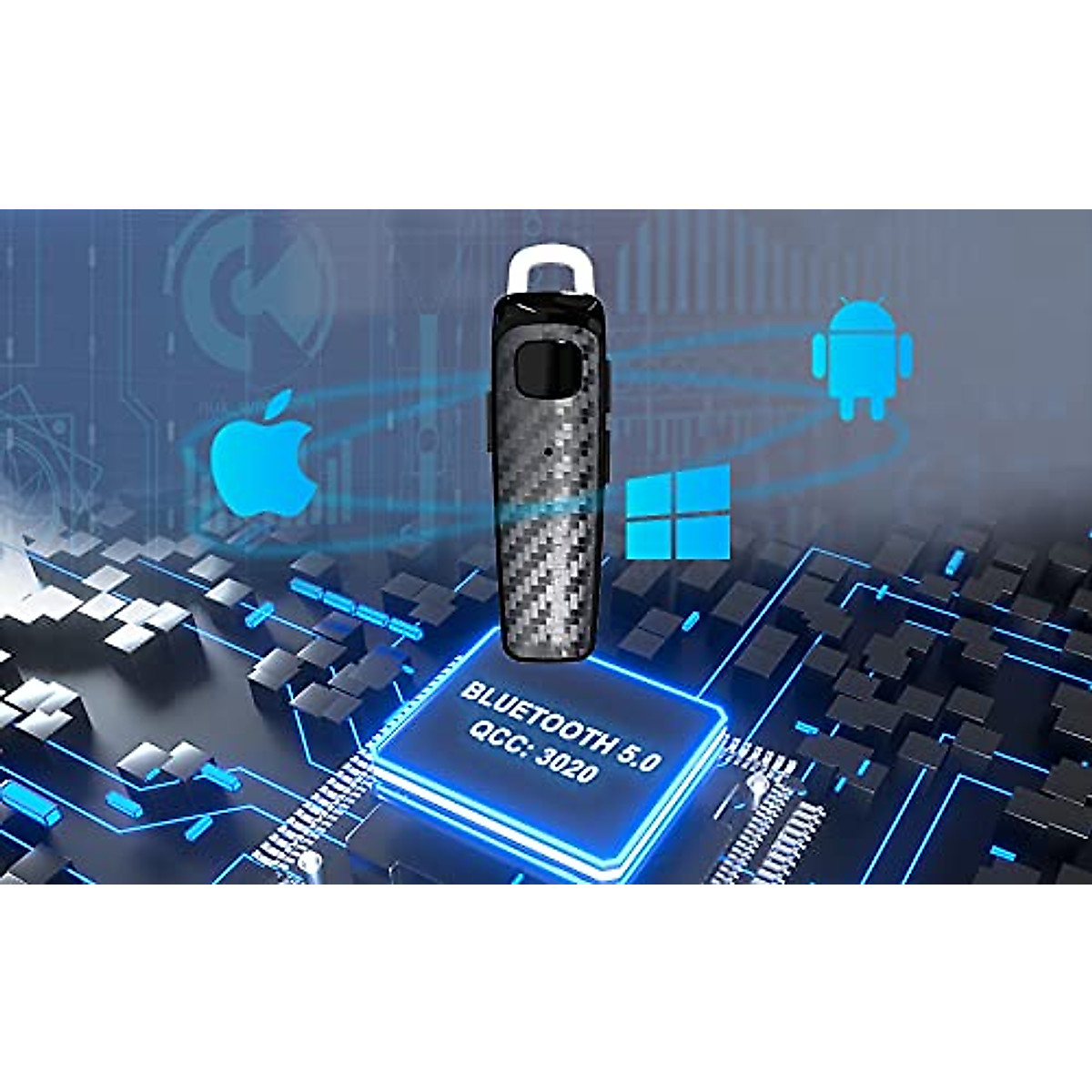 Bluetooth Headset,CVC8.0 Bluetooth Earpiece,16Hrs Talk Time Wireless Handsfree Headset Noise Cancelling Single Ear Bluetooth Headsets for Office/Workout/Driving,Compatible with iPhone ＆ Android-bk