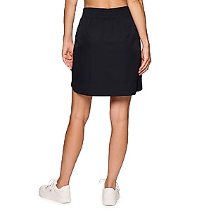RBX Active Longer Length Skort for Women, Quick Drying Woven Pickleball Golf Skort with Pockets for Tennis, Hiking, Running Long Length Black S