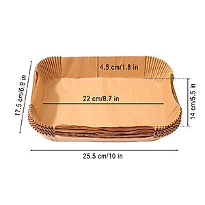 Air Fryer Liners, Rectangular Airfryer Liners, Oil and Heat Resistant, 8.7 Inch Liners for Air Fryer Suitable for Air Fryer, Oven, Microwave (100 Sheets)
