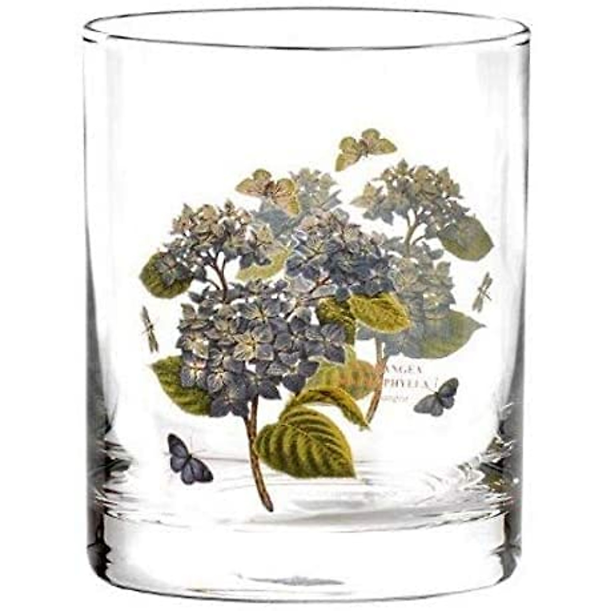 Portmeirion Botanic Garden Double Old Fashioned Glasses | Set of 4 Glass Tumblers | Ideal for Bourbon or Scotch | 16 Oz Whiskey Glasses with Assorted Motifs