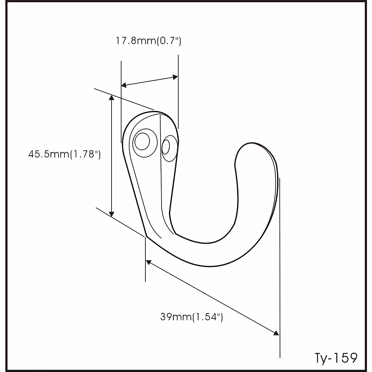QCAA Heavier Robe Hook, Farmhouse Coat Hook, Zinc Die Cast, Oil Rubbed Bronze, Made in Taiwan, 6 Pack