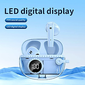 Bluetooth Wireless Digital Display Earbuds - Binaural in-Ear Light-Weight Stereo Touch-Control Noise Reduction Headset with Charging Box for Running Outdoor Office Driving Sports