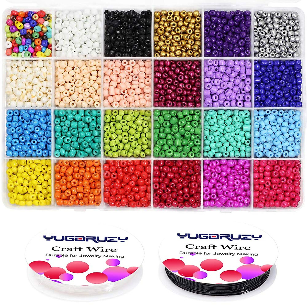 4800pcs 4mm 6/0 Pony Beads Glass Seed Beads for Bracelet Jewelry Making Kit, Beads Assortments Kit for Adults Girls Small Beads for Necklace Ring Making Kits Christmas Birthday Gifts