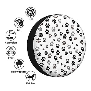 PASPRT Dog Footprints 3D Printing Spare Tire Covers Waterproof Universal Wheel Cover Dust-Proof Tire Cover Fit for Trailer Rv SUV 14-17 Inch