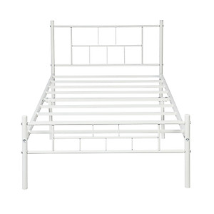 Liink1Ga White Twin Bed Frames with Headboard, Twin Bed Frame No Box Spring Needed, No Squeaky, Easy to Assemble Twin Size Bed Frames, Country Rustic Style